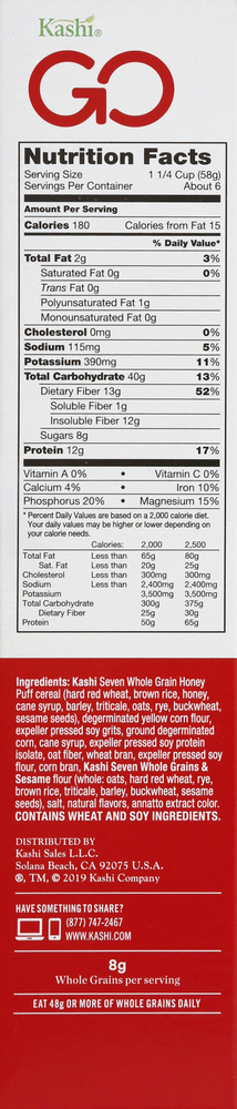 Kashi Go Lean Nutrition Label Kashi GO Breakfast Cereal, Fiber Cereal,