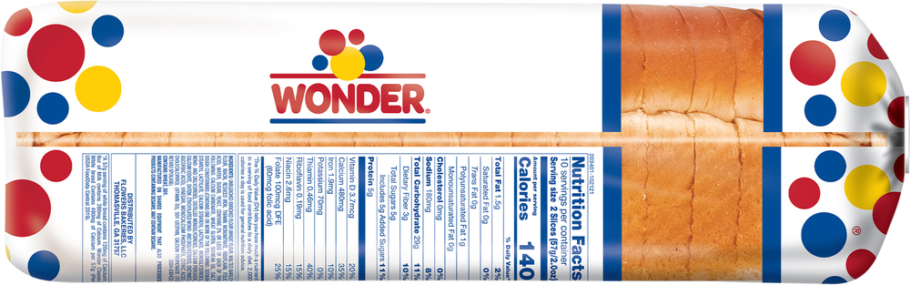 Wonder White Bread Nutrition Label Wonder Bread White Soft