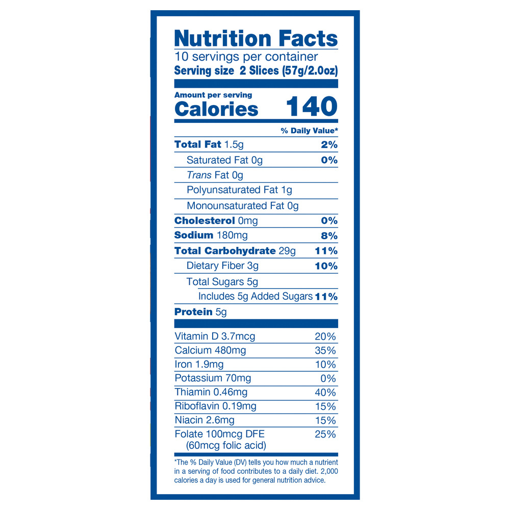 Wonder White Bread Nutrition Label Wonder Bread White Soft