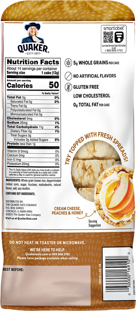 Quaker Rice Cakes Nutrition Calories In Rice Cakes From Quaker